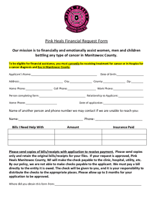 Fillable Online Pink Fund Financial Assistance Pre-Qualification - The ...