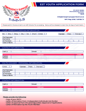 Fillable Online EST YOUTH APPLICATION FORM Fax Email Print - pdfFiller