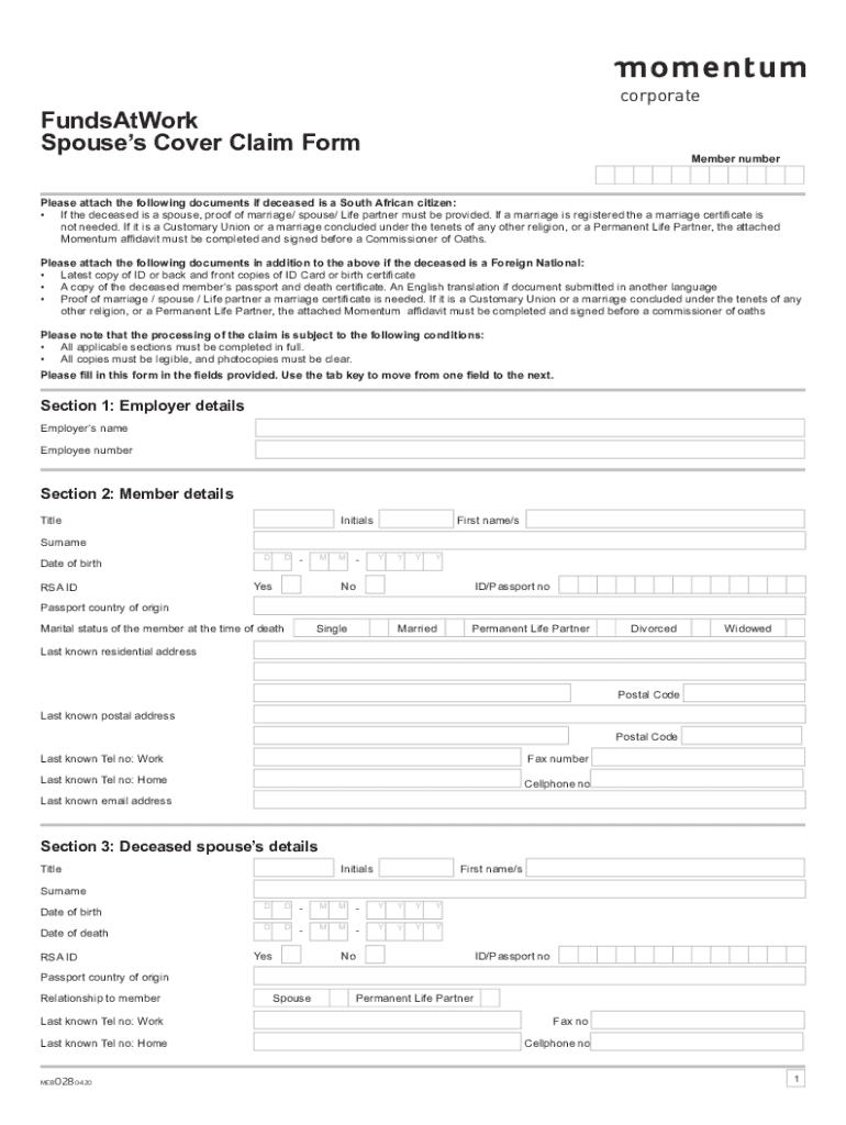 Fillable Online Spouses Cover Claim Form Fax Email Print - pdfFiller