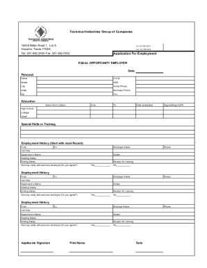 Fillable Online Employment Technical Industries, Inc.Applicatio Form ...