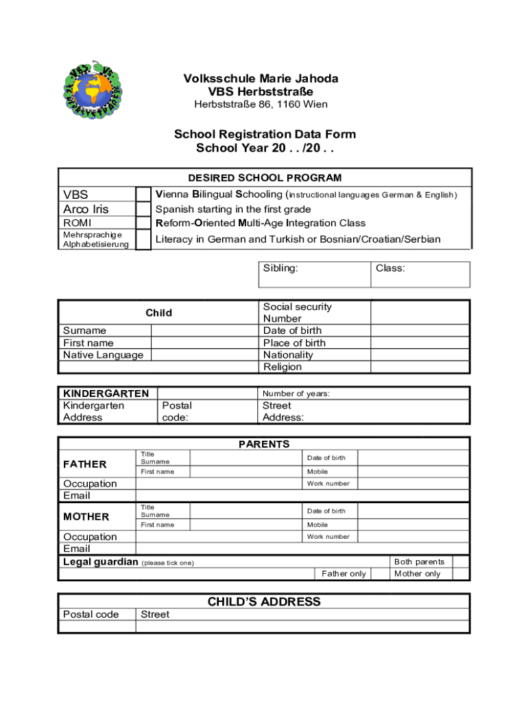Fillable Online School-Registration-Data-Form-1.doc Fax Email Print ...