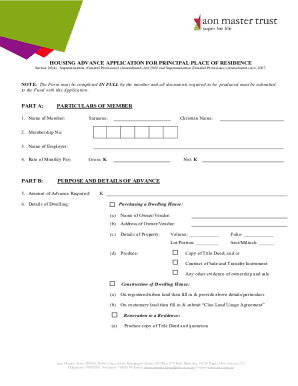 Fillable Online HOUSING ADVANCE APPLICATION FOR PRINCIPAL PLACE OF ...