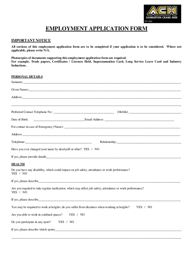 Fillable Online 27 Basic Employment Application Templates ...