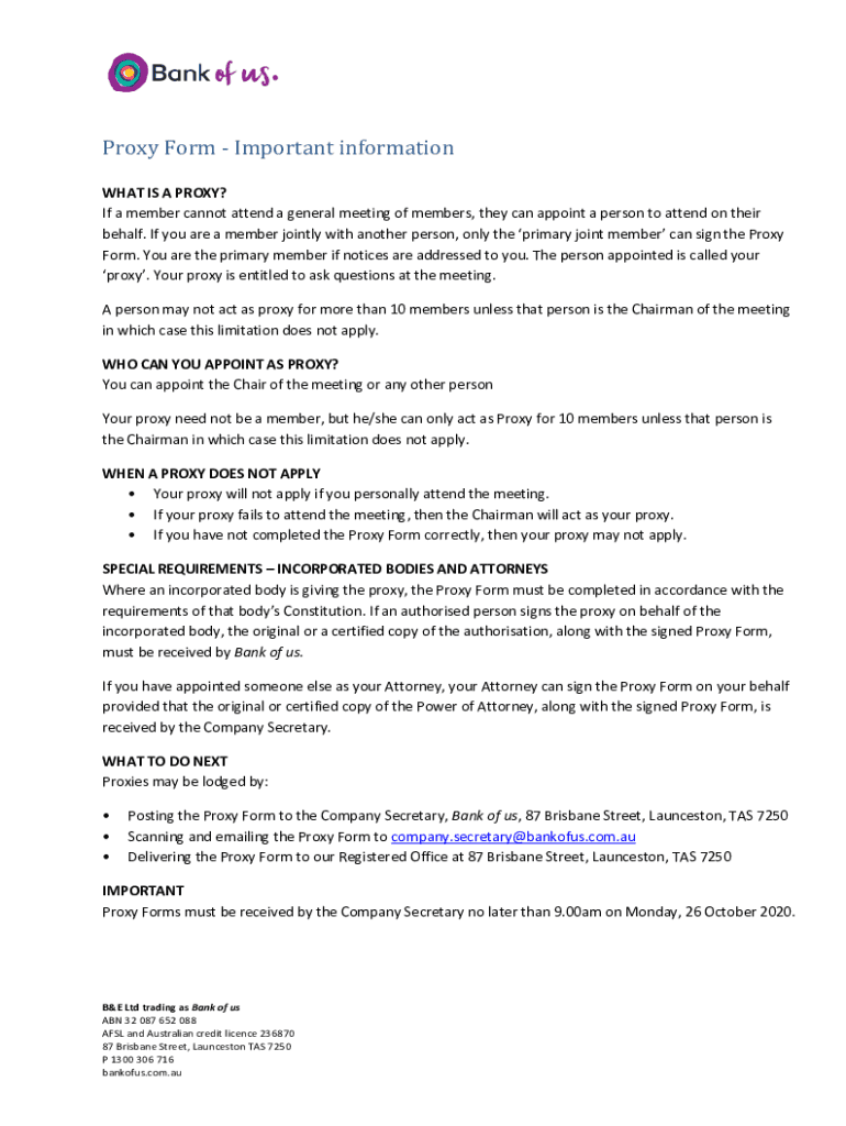 Fillable Online Proxy Form - Sample Template to Fill out - Word and ...