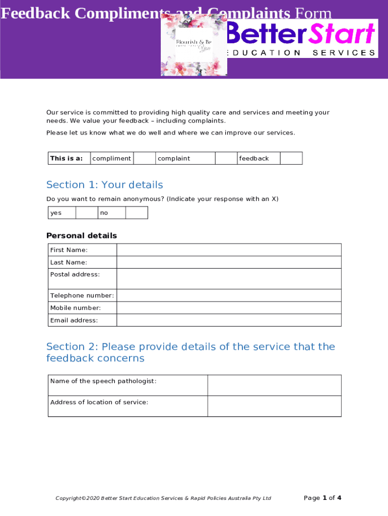 Compliment and complaint . compliments and complaints Doc Template ...