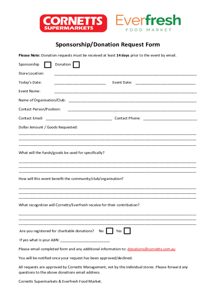 Fillable Online DONATION REQUEST FORM - Thorntons Fax Email Print - pdfFiller