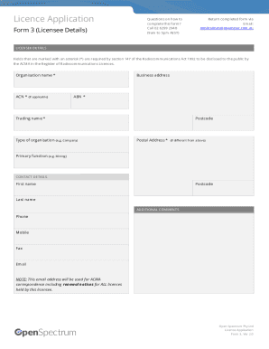 Fillable Online Licence Application Return completed form via complete ...