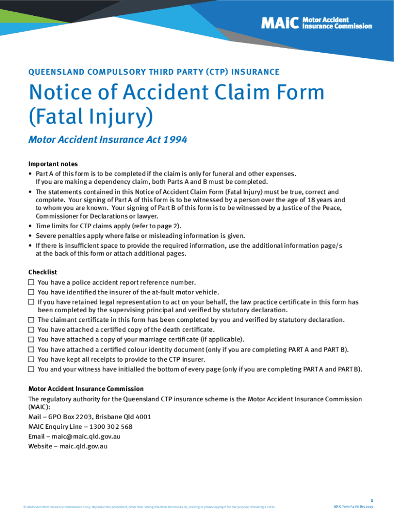 Fillable Online Notice of Accident Claim Form - Denning Insurance Law ...