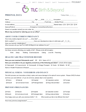 Fillable Online TLC Intake form-Pregnancy.doc Fax Email Print - pdfFiller