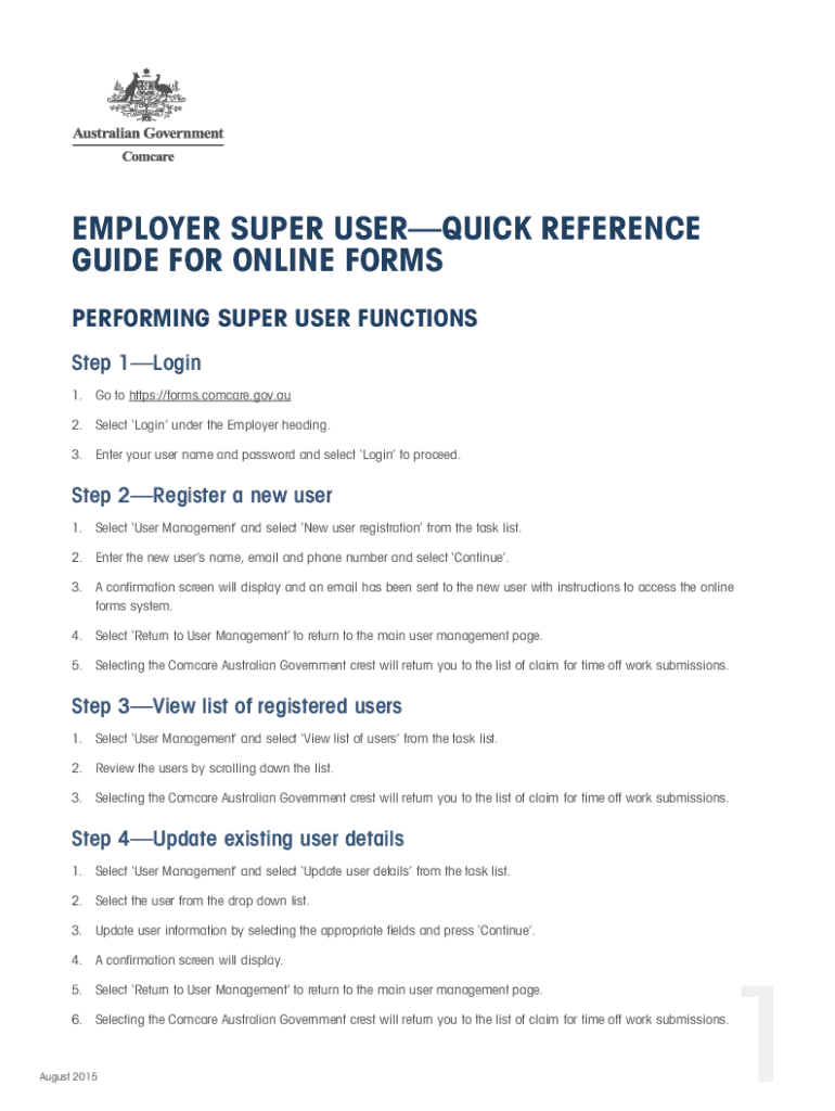 Fillable Online Online Forms Super User quick reference guide. A quick ...