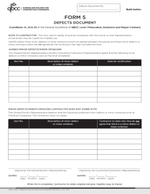 Fillable Online Building Defect Report: Free sample and editable ...