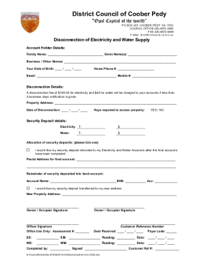 Fillable Online Disconnection form 2020.doc Fax Email Print - pdfFiller