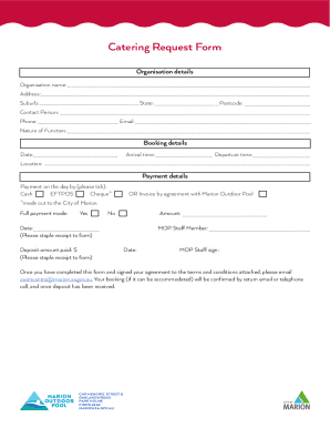 Fillable Online Catering Request Form - City of Marion Fax Email Print ...