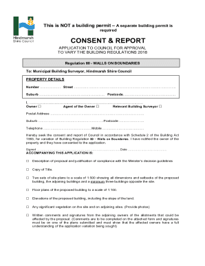 Fillable Online Reg 80 Report ConsentWallsonBoundaries.doc Fax Email ...