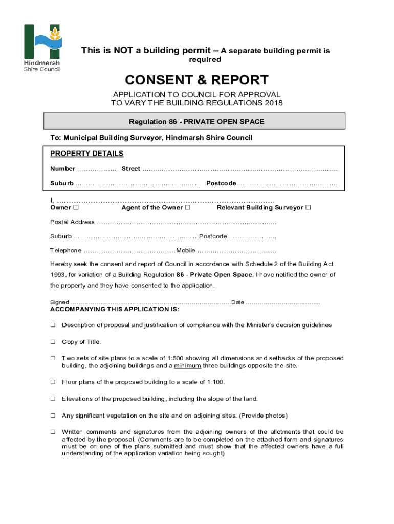 Fillable Online Reg 86 Report ConsentPrivateOpenSpace.doc Fax Email ...