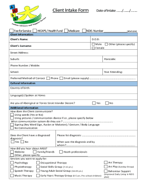 Fillable Online Client Intake Form Date of Intake Fax Email Print ...