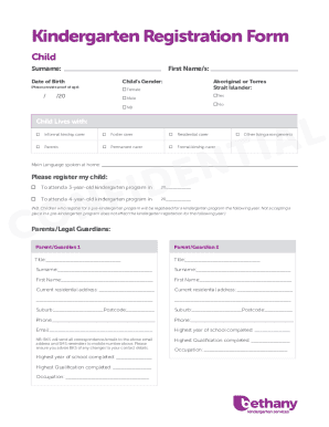 Fillable Online Kindergarten Registration Form - BKS Fax Email Print ...