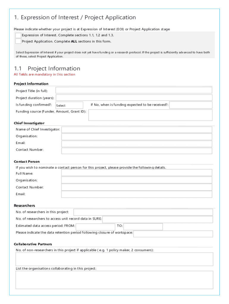 Fillable Online Research Grant Expression of Interest (EOI) Application ...