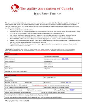 Fillable Online AAC Injury Form. FORMS Fax Email Print - pdfFiller