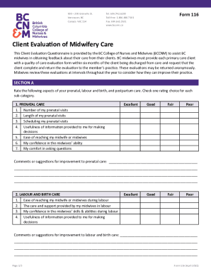 Fillable Online FOR BCCNM REGISTERED MIDWIVES Standards of practice Fax ...
