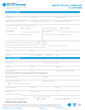 Fillable Online GROUP CRITICAL ILLNESS CLAIM FORM AND INSTRUCTIONS Fax ...