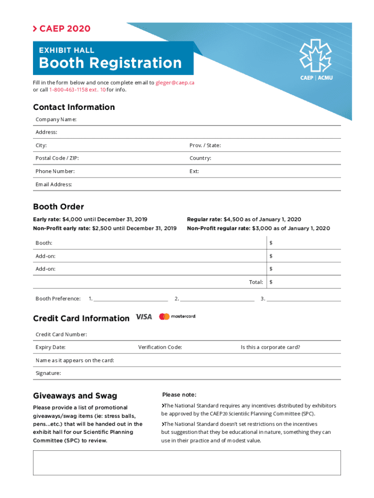Fillable Online Exhibit Hall Booth Registration Form Fax Email Print ...