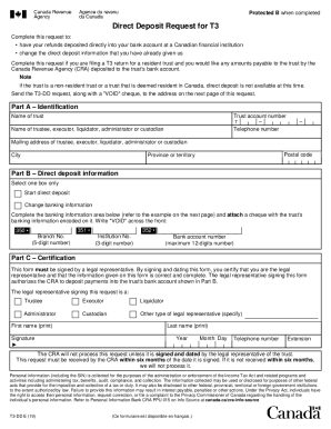 Fillable Online Direct Deposit Request For T3 - Cra-arc Gc - Fill and ...