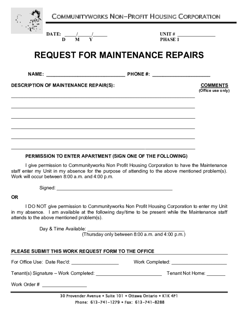 Fillable Online WORK-REQUEST-FORM-PHASE-1.doc Fax Email Print - pdfFiller
