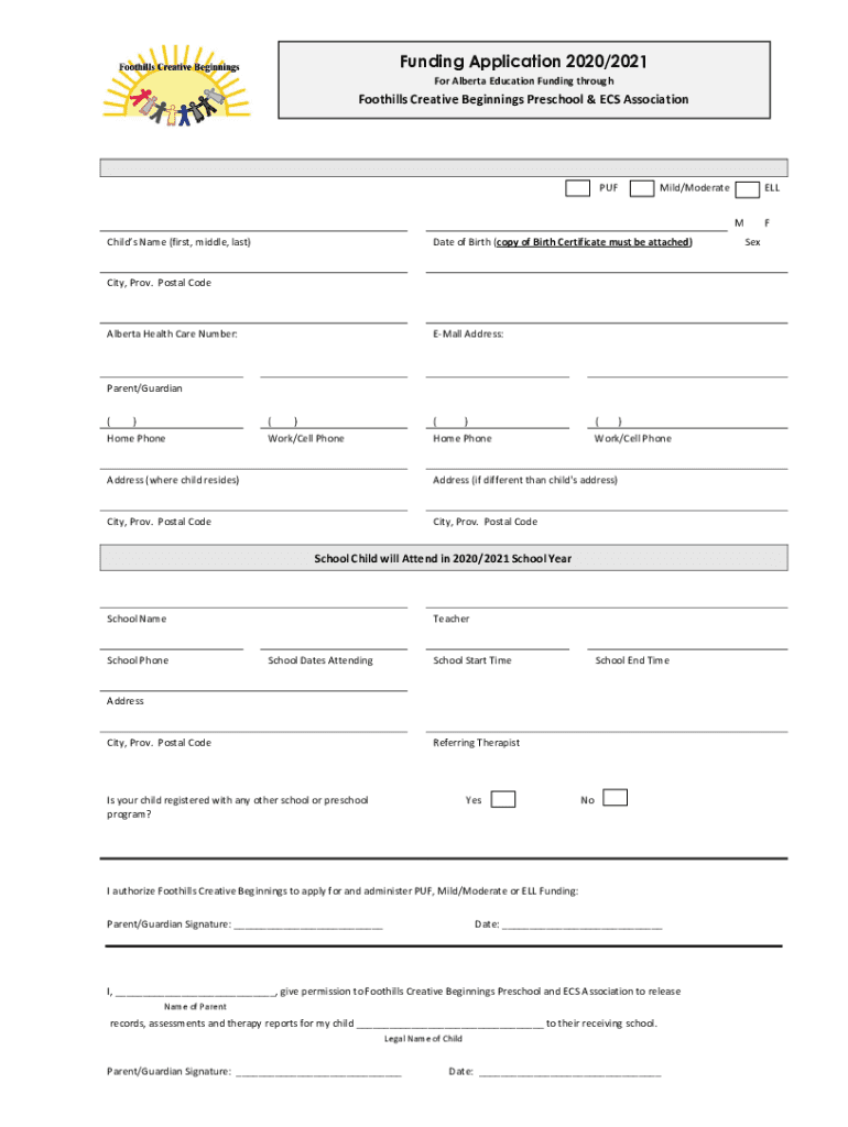 Fillable Online 2020-21 FCB Application Form Fax Email Print - pdfFiller