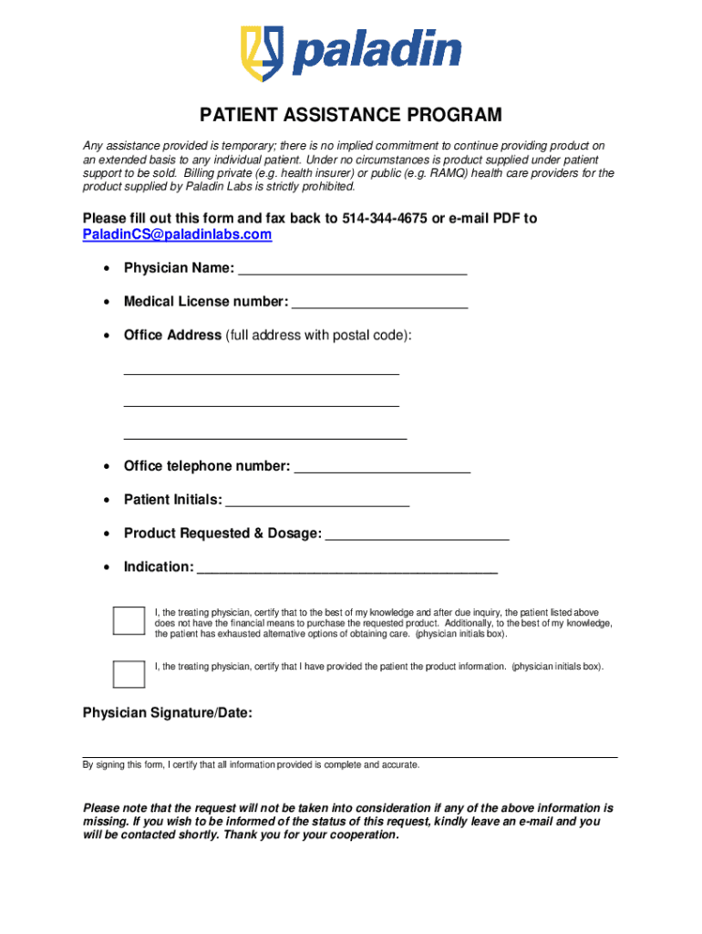 Fillable Online Patient Assistance Programs: What Are They and How Do ...