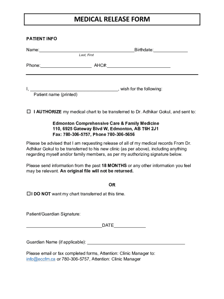 Fillable Online Medical Release Form Dr Gokul.doc Fax Email Print - pdfFiller