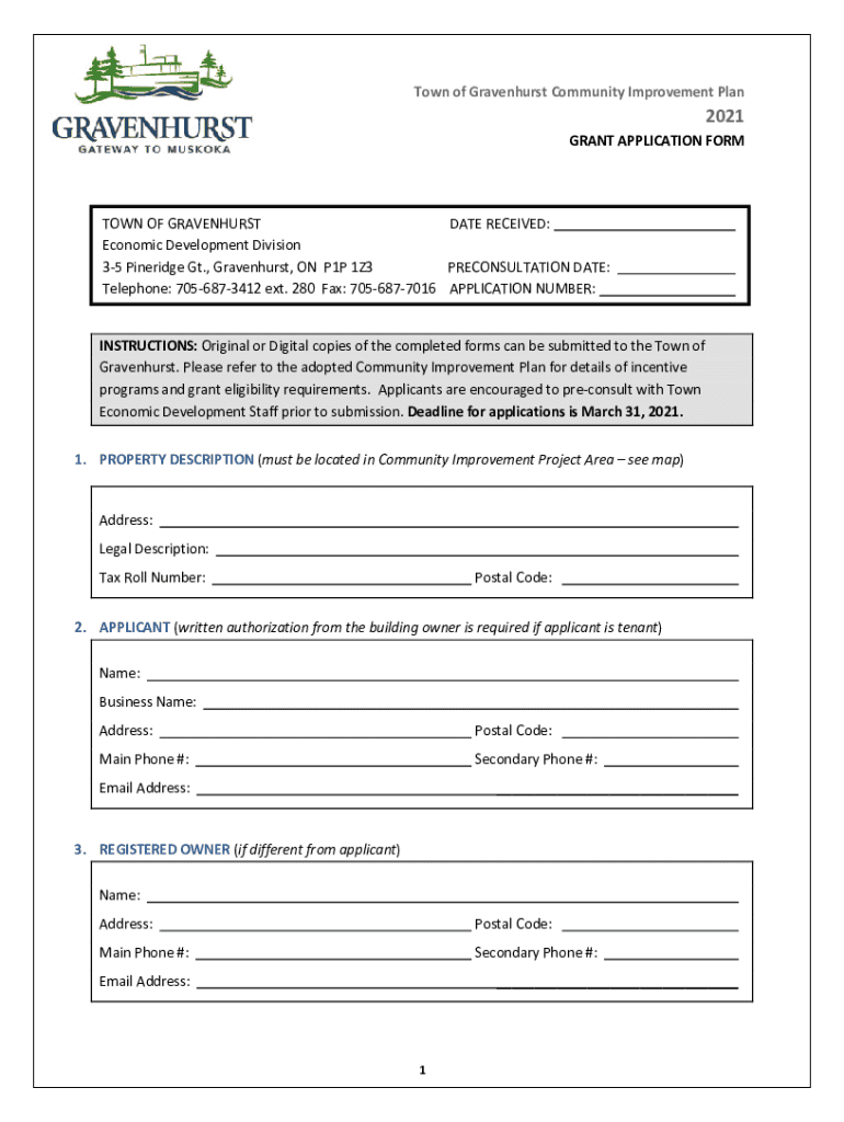 Fillable Online Town of Gravenhurst Community Improvement Plan Fax Email Print - pdfFiller