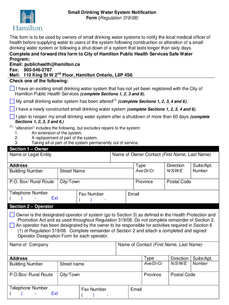 Fillable Online An Introduction to Operating a Small Drinking Water System Fax Email Print ...