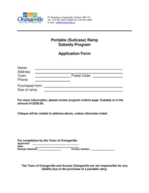 Fillable Online Portable Ramp Application Form. Portable Ramp ...