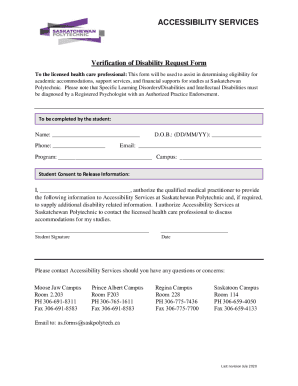 Fillable Online Verification of Disability Request Form Fax Email Print ...