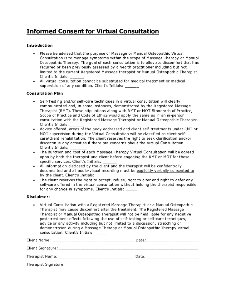 Fillable Online Documenting Consent Electronically or for Remote ...