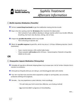 Fillable Online Syphilis (Aftercare Instructions) - What You Need to ...