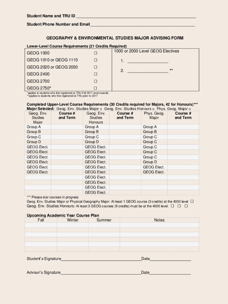 Fillable Online GES Advising Form Fax Email Print - pdfFiller