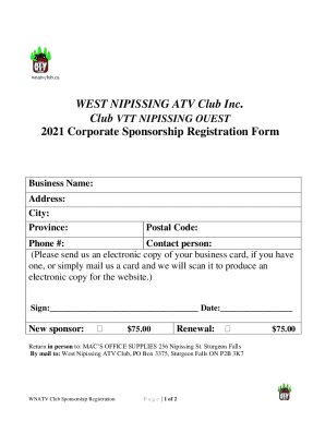 Fillable Online 2021 Corporate Sponsorship Registration Form Fax Email ...