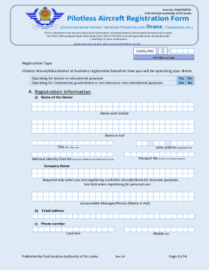 Fillable Online Form No: Application for Operation of Pilotless ...