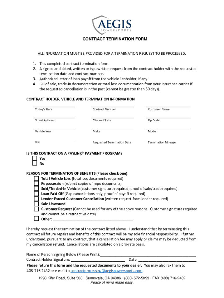 Fillable Online Letter of Contract Termination - Sample, Example ...