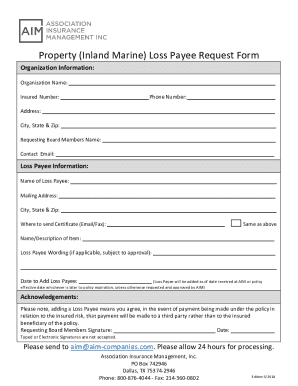 Fillable Online Property (Inland Marine) Loss Payee Request Form Fax ...