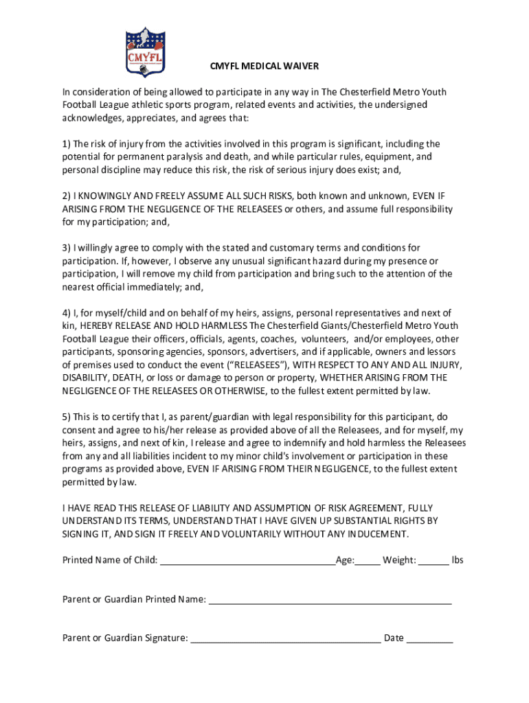 Fillable Online FREE 17+ Sample Medical Waiver Forms in PDFWordExcel11 ...