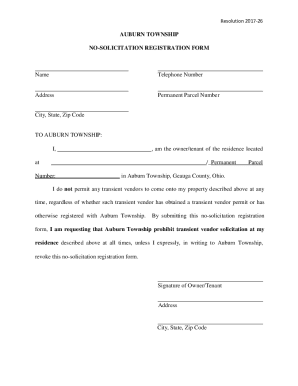 Fillable Online NO-SOLICITATION REGISTRATION FORM Fax Email Print ...