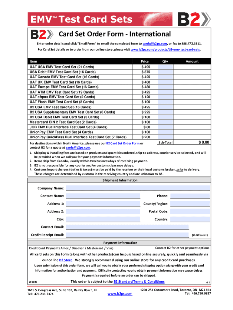 Fillable Online EMV Test Card Sets - EMV Testing Card Sets and Tools ...