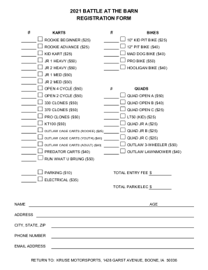 Fillable Online 2021 BATTLE AT THE BARN REGISTRATION FORM Fax Email ...