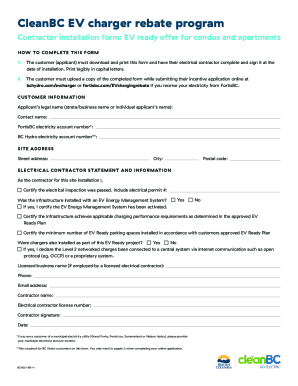 Fillable Online CleanBC EV charger rebate program - Contractor ...