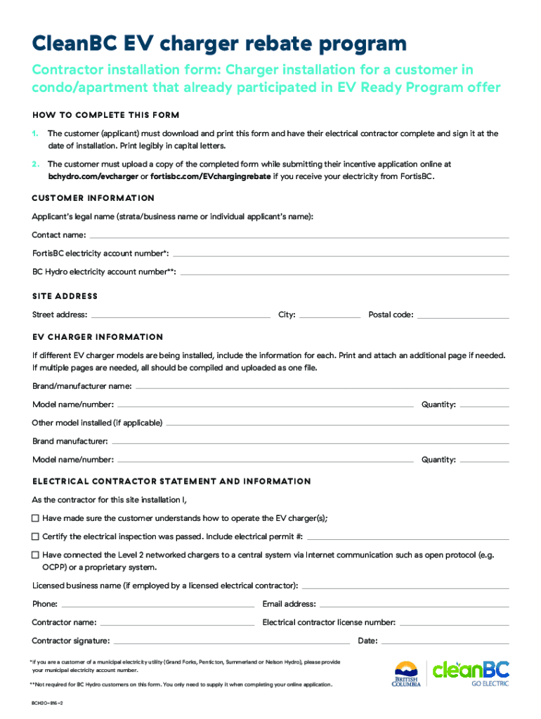 Fillable Online Apartment/condo EV charging rebate application form Fax ...