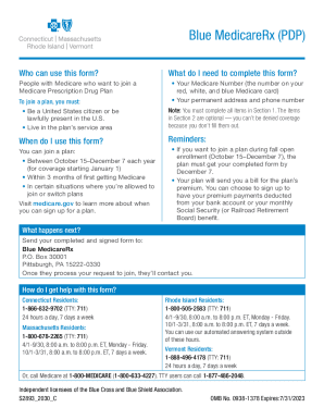 Fillable Online Blue MedicareRx (PDP) Enrollment Form Fax Email Print ...