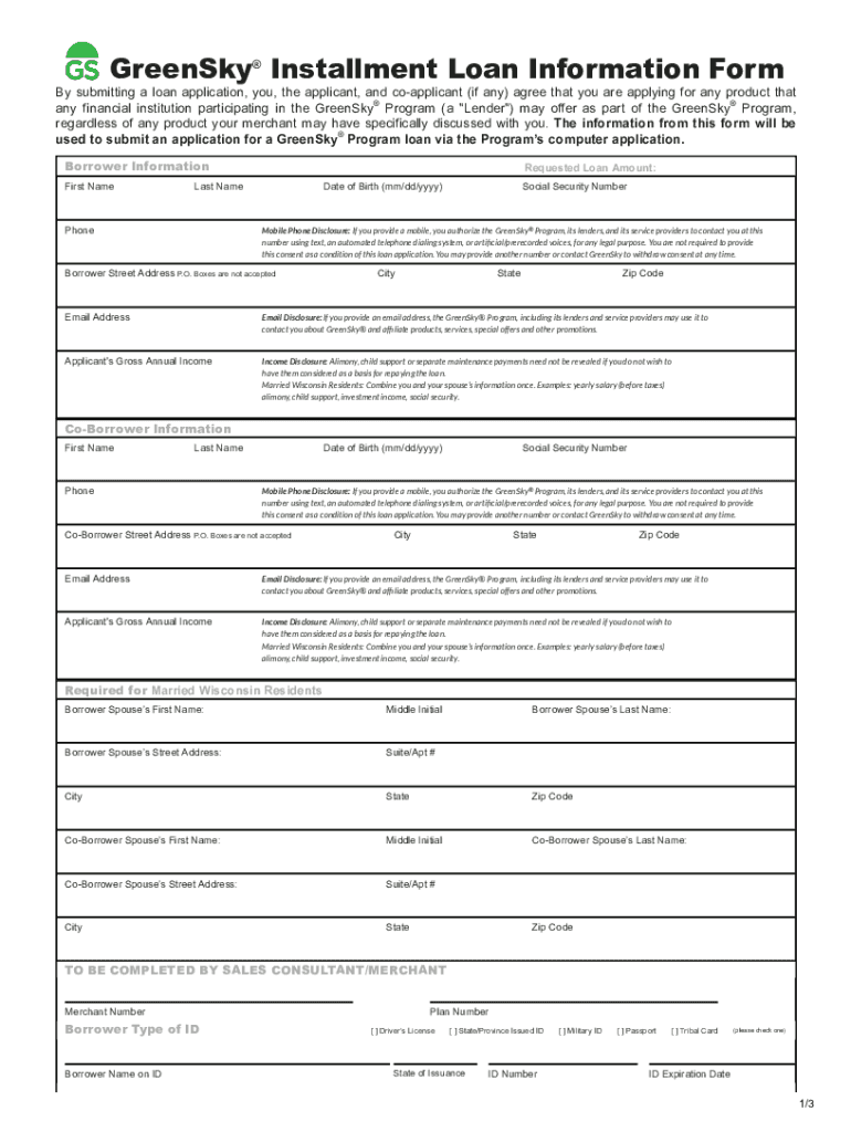Installment loan information form: Fill out & sign online | DocHub